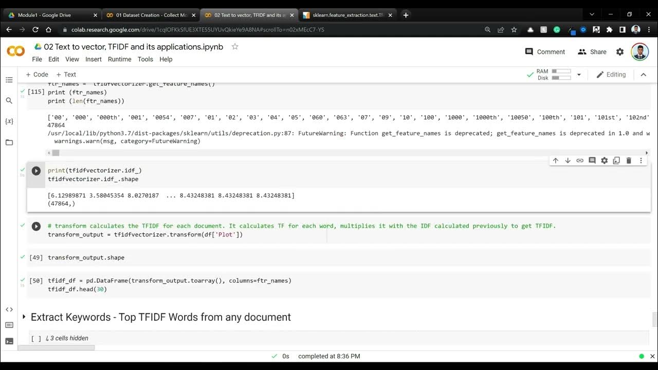 Practical Intro to NLP 17: Calculate TF IDF vector using Sklearn Library - Code - YouTube