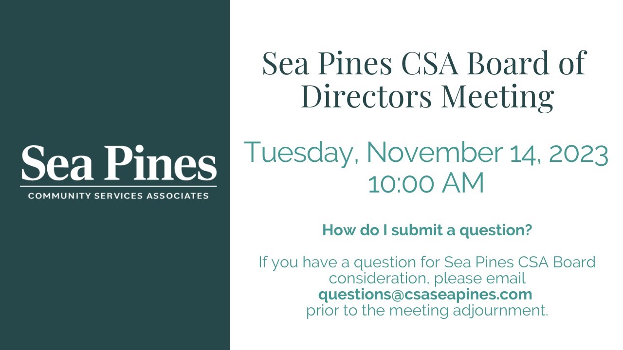 CSA Board of Directors Meeting 11/14/23 10AM - YouTube