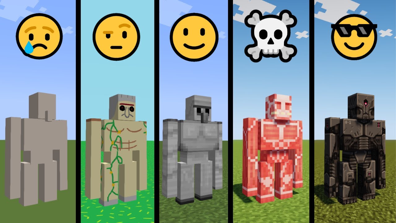 minecraft iron golem in different smiley - YouTube