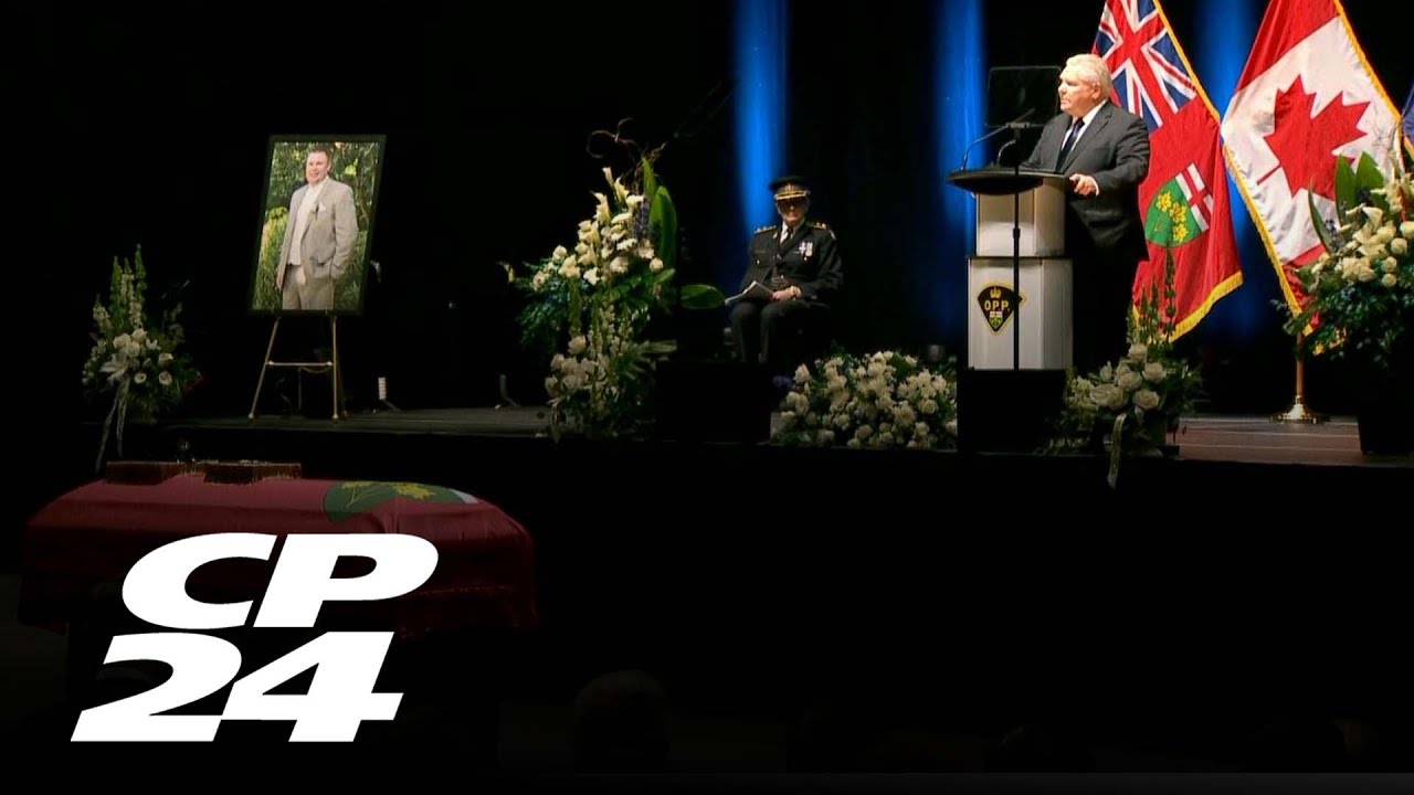 Doug Ford speaks at funeral for OPP officer fatally shot - YouTube