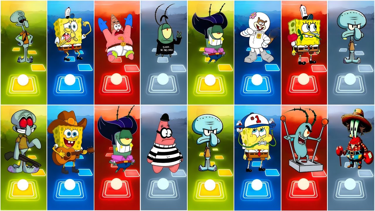 Tiles Hop - Spongebob Exe vs Plankton Exe vs Squidward Exe vs Sandy ...