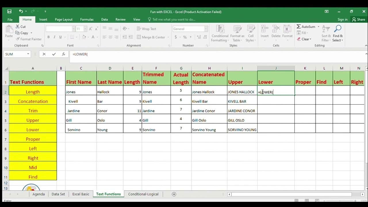 TEXT FUNCTIONS IN EXCEL - YouTube