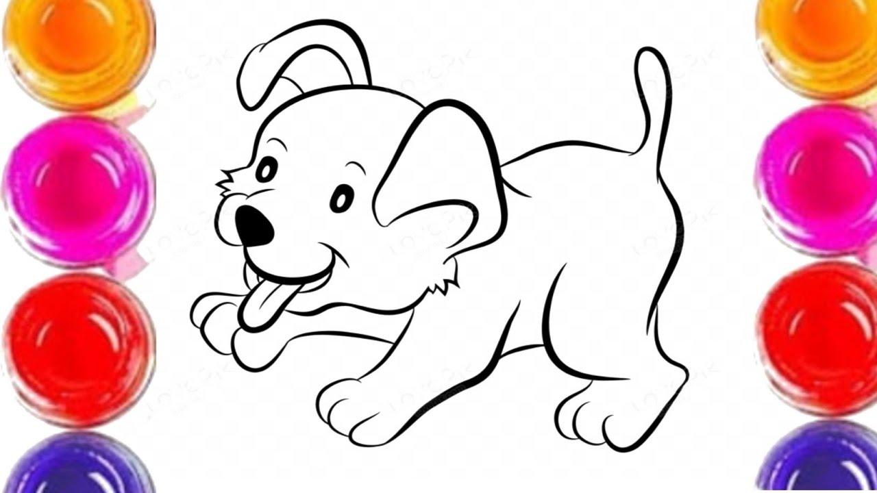 How to Drow cute puppy 🐕 Drowing and coloring for kids , Let's Drow ...