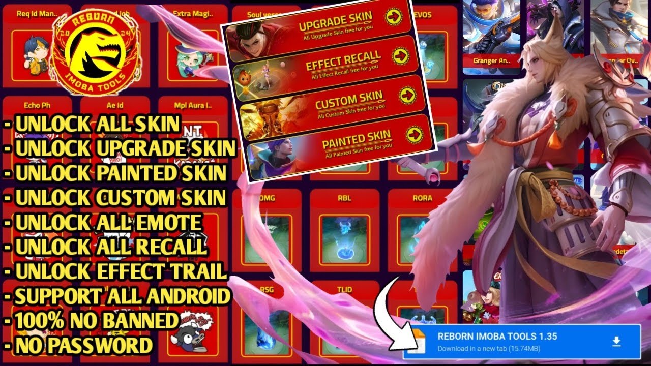NEW APK SCRIPT SKIN MLBB 2025 NO PASSWORD | REBORN IMOBA TOOLS V1.35 ...