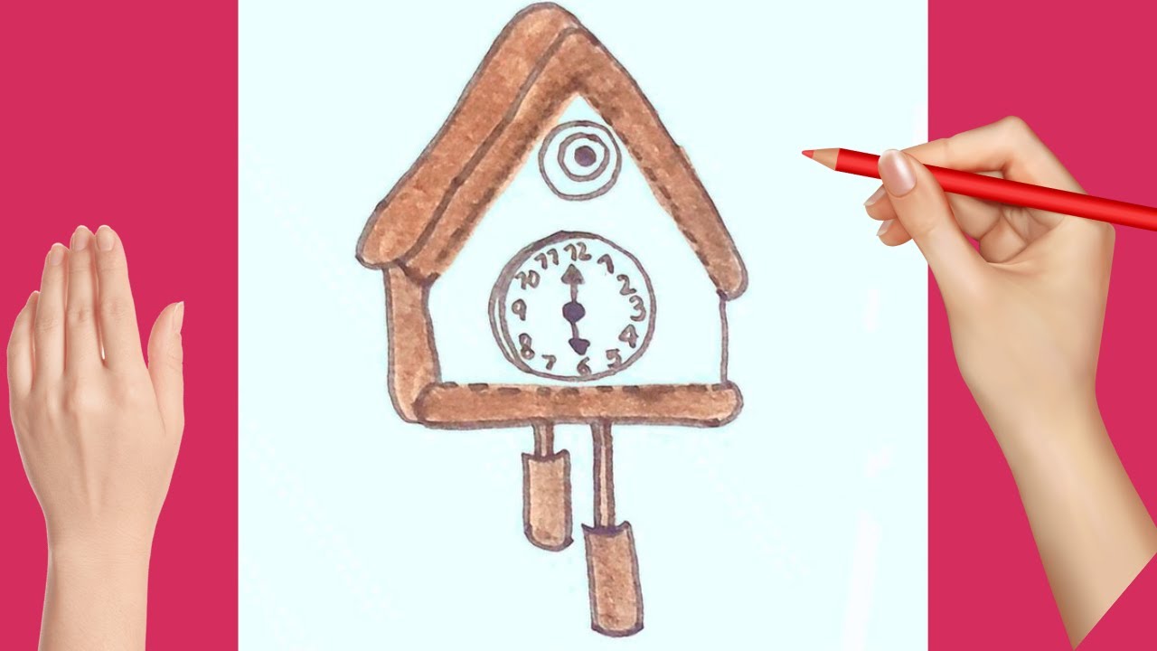 How To Draw Cute Clock House Drawing and Coloring for Kids | Fun Art ...