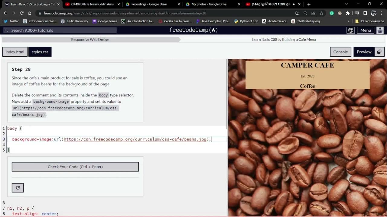 FreeCodeCamp - Responsive Web Design | Part-2 | learn HTML by Building a Coffee catalogue App ...
