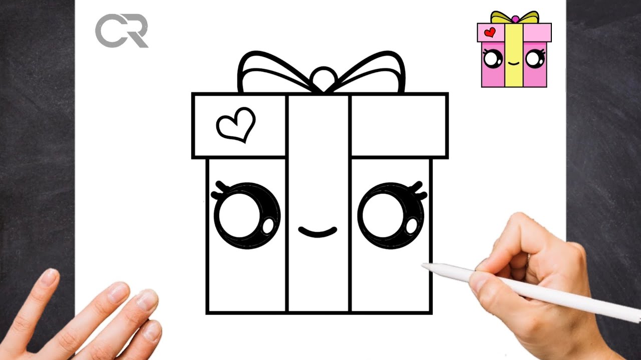 How To Draw A GIFT BOX easy Step by Step | DRAWING CHRISTMAS - YouTube