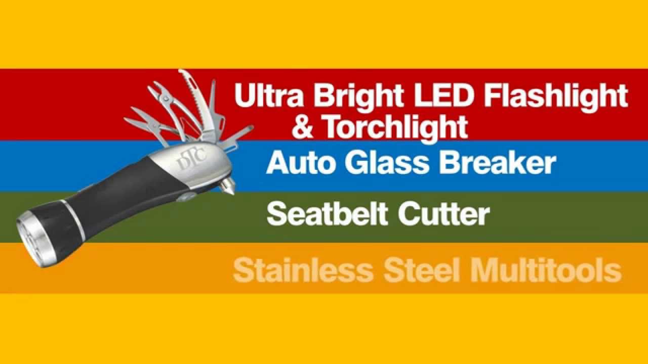 LED Flashlight with Auto Glass Breaker Review - YouTube