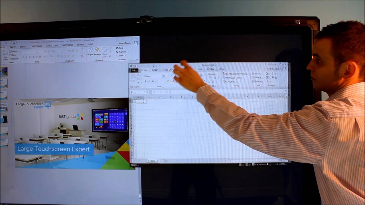 Working On Two Documents on the Large Format Touchscreen - YouTube