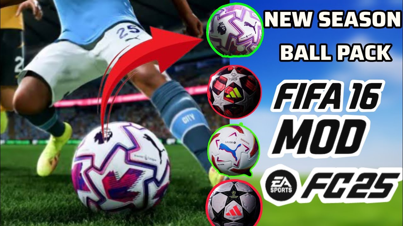 NEW SEASON BALL PACK FOR FIFA 16 MOD FC25 - YouTube
