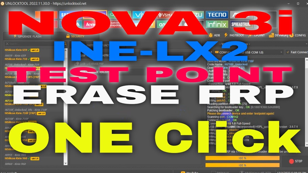 NOVA 3i (INE-LX2) ERASE FRP VIA USB 1 0 TEST POINT ONE Click - YouTube