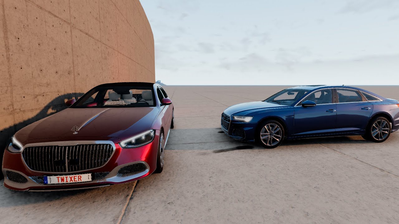 Mercedes-Benz Maybach vs Audi A8 💥 200 KM/H both cars 💥 BeamNG.Drive ...