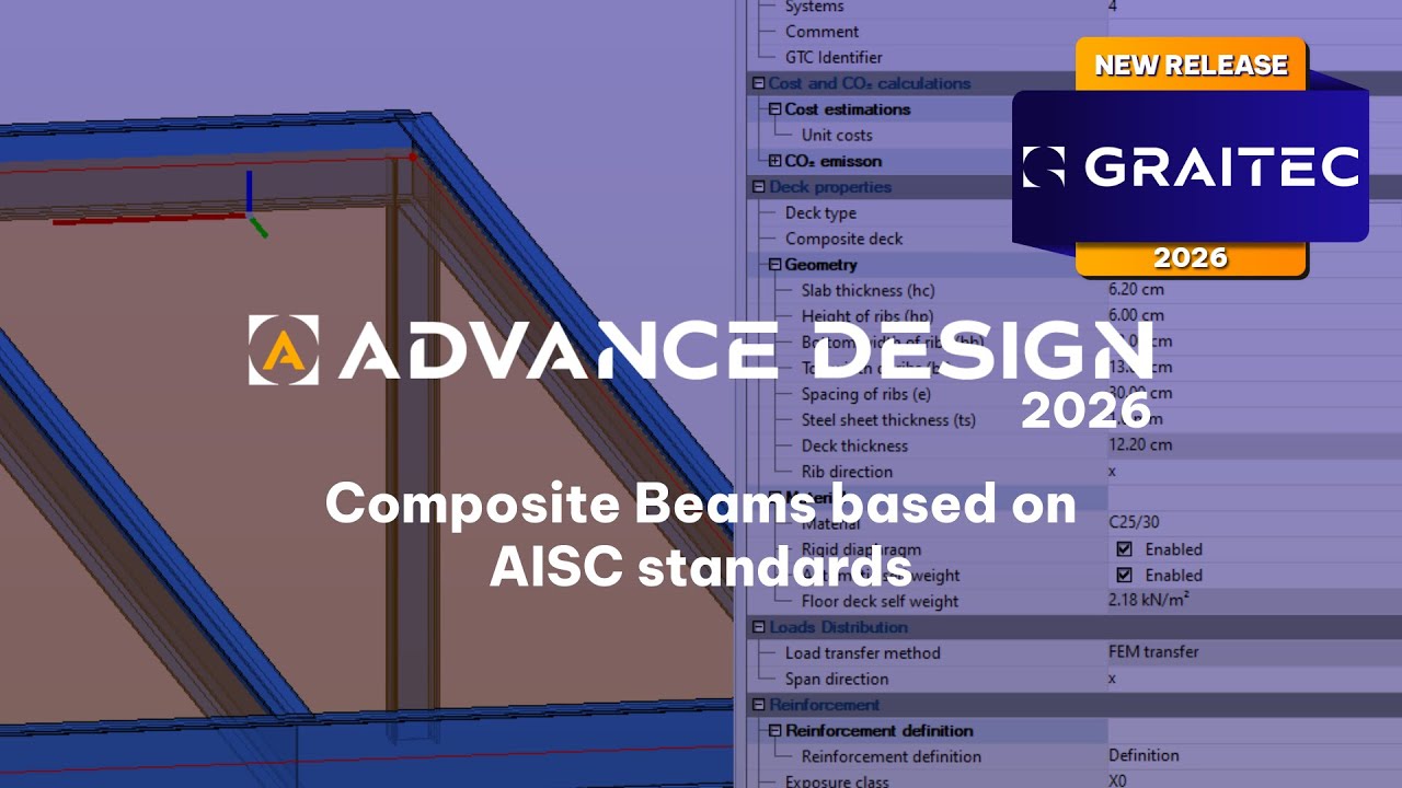 Advance Design 2026: Composite beams based on AISC standards - YouTube