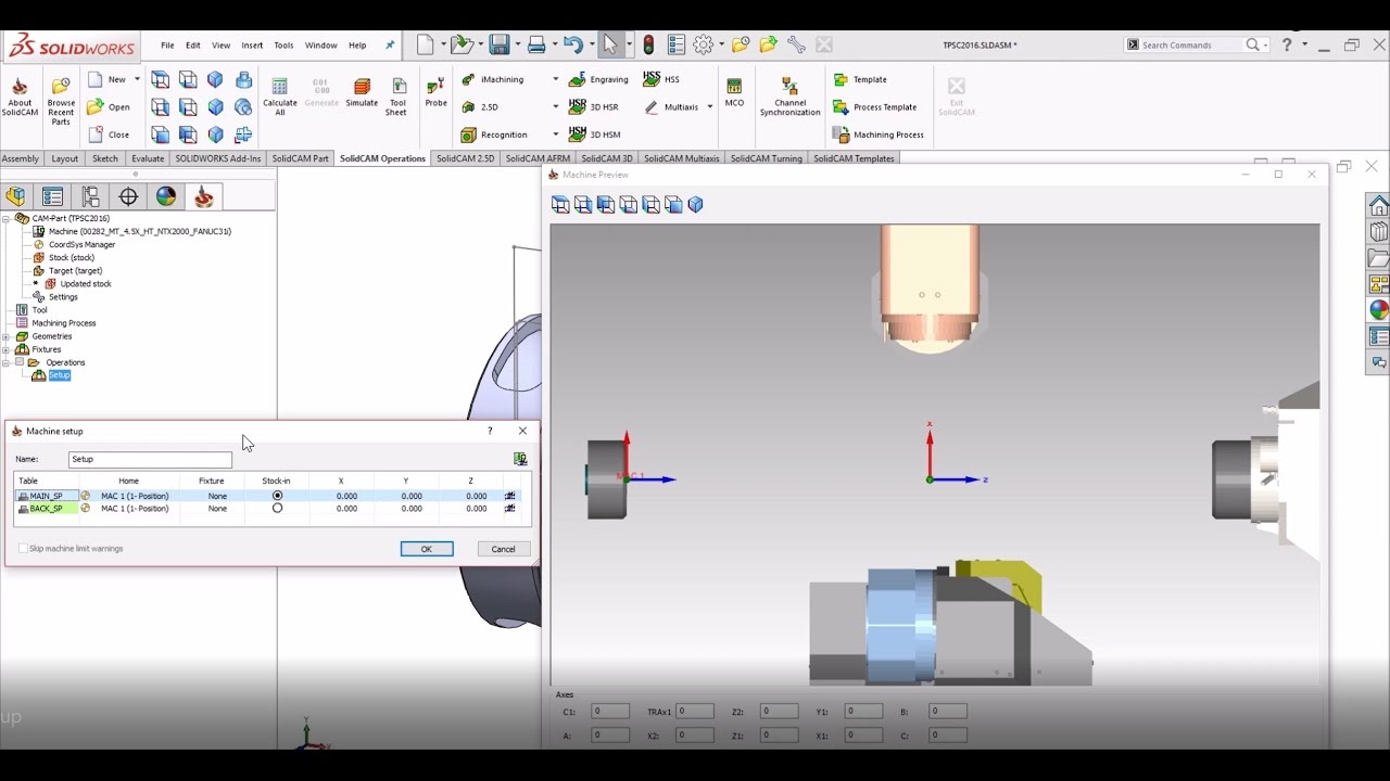 SolidCAM - Machine Setup for Mill/Turn Machines - YouTube