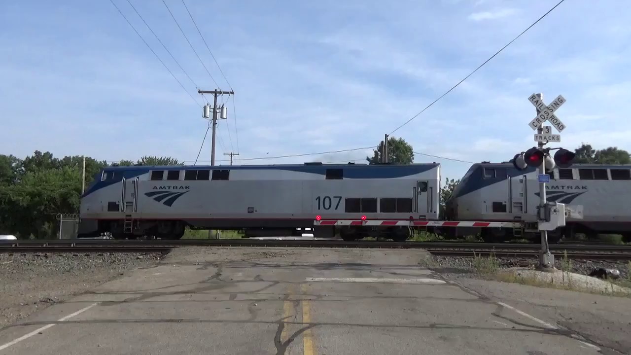 Railfanning - Amtrak 107 & Amtrak 47 - Chesterton, IN (8-21-17) - YouTube