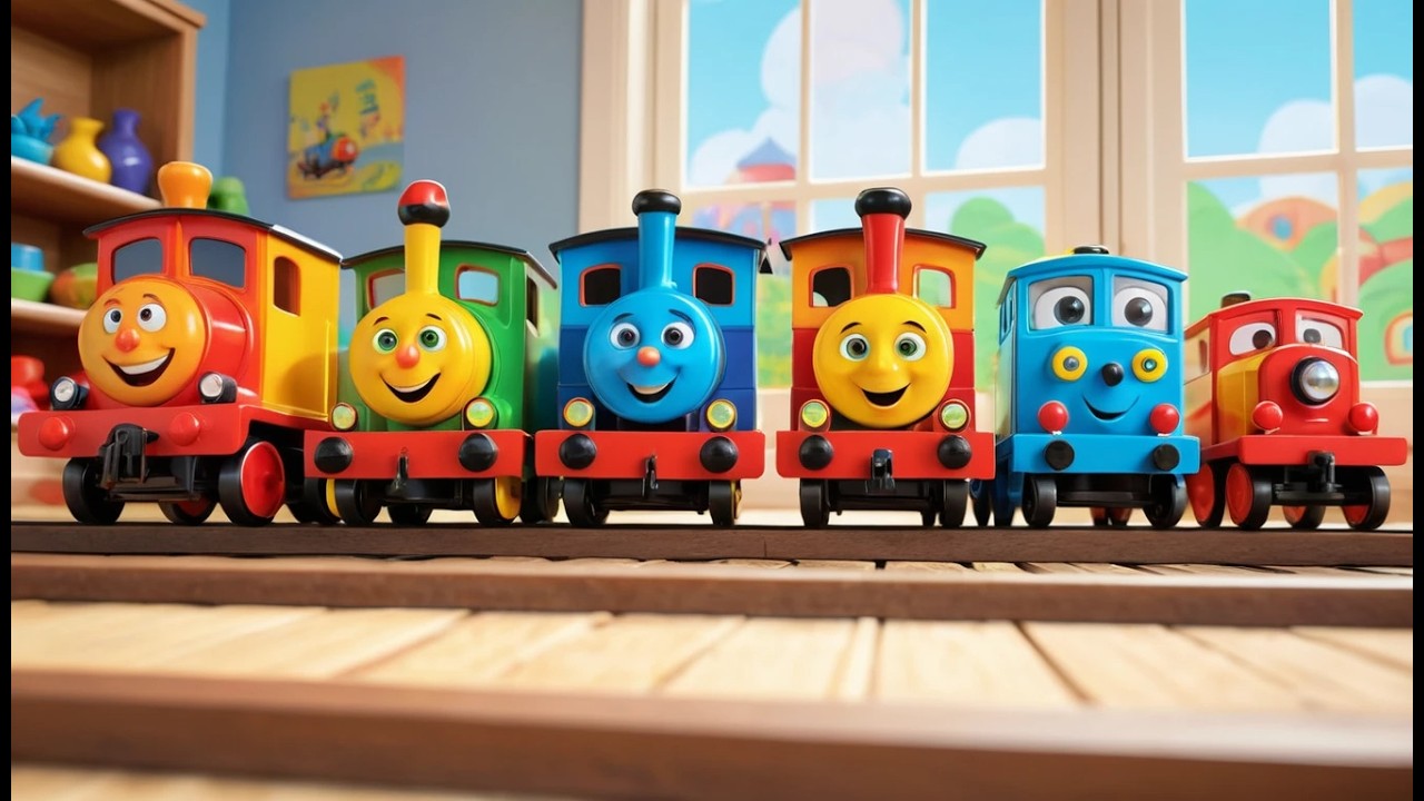 Five Little Toy Trains Chug Chug Chug | Train Sounds & Counting Song ...
