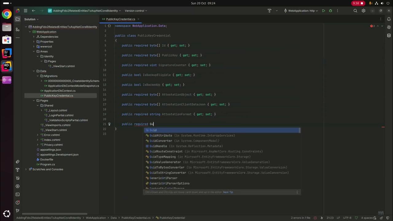Adding FIDO2-Related Entities to ASP.NET Core 8 Identity - YouTube