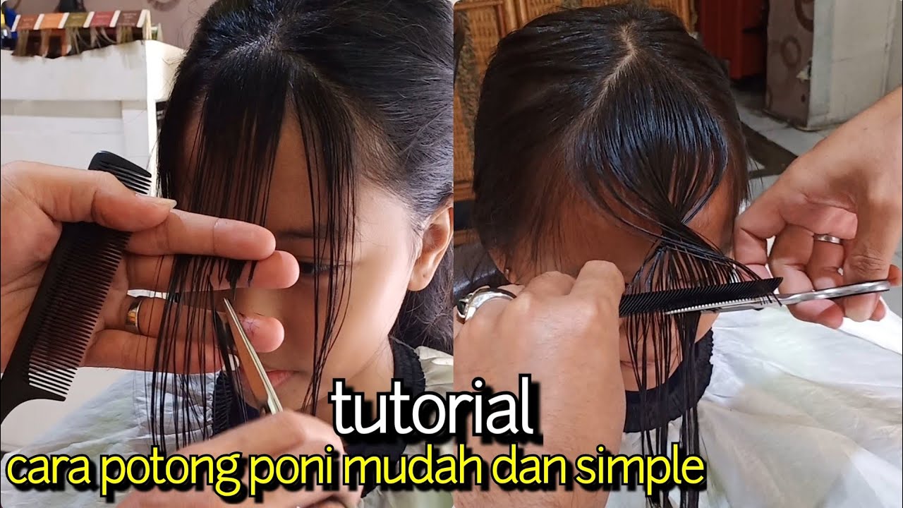 cara potong poni ala korea trend 2022 mudah dan simple-how to cut ...