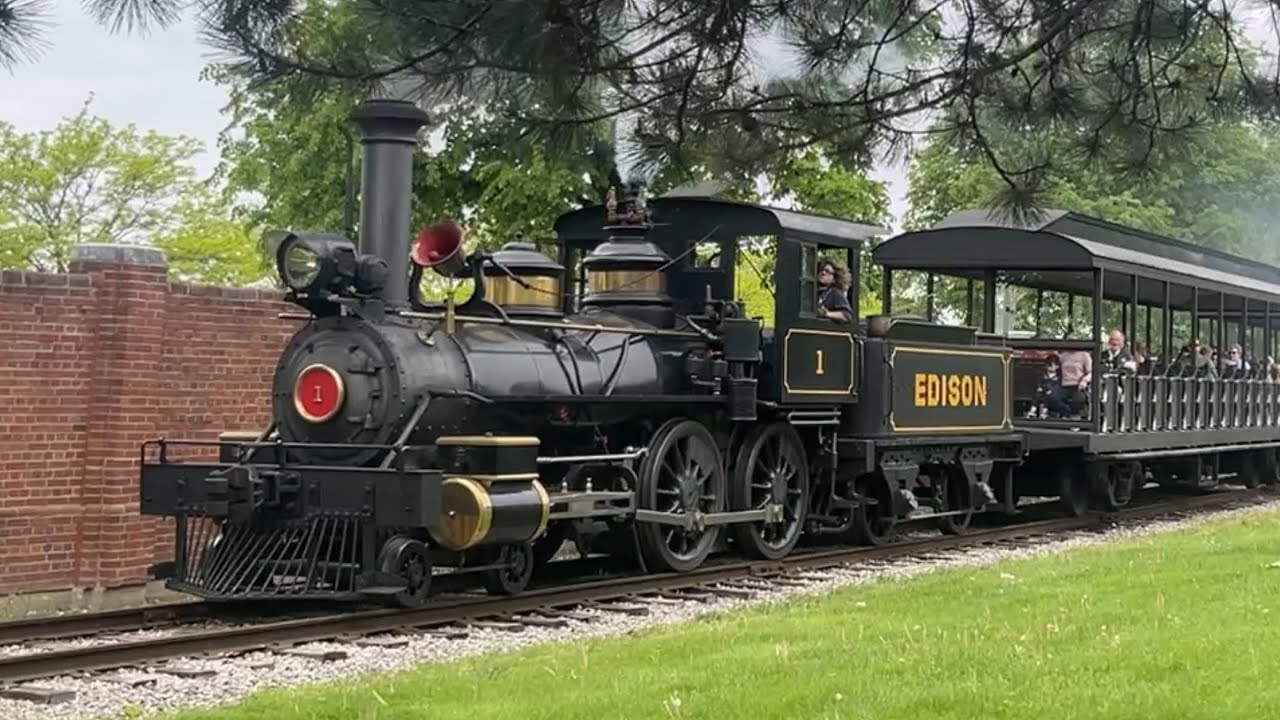 Edison #1 (4-4-0) passes by the Academy Gate, Greenfield Village ...