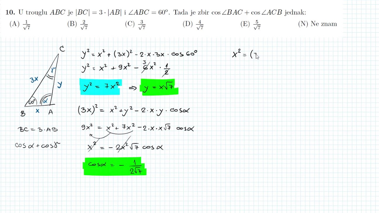 Prijemni ispit ETF 2017 - zad10 - planimetrija - YouTube