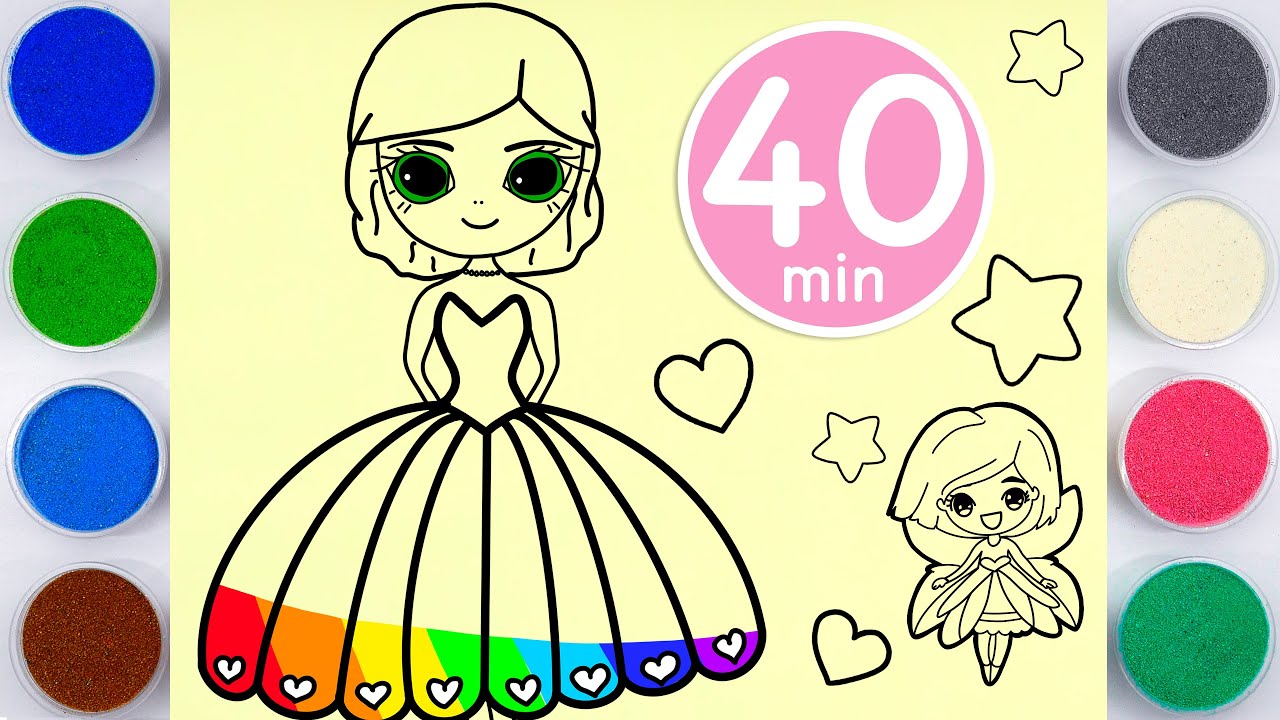 Sand painting, drawing and coloring cute girls for kids & toddlers ...