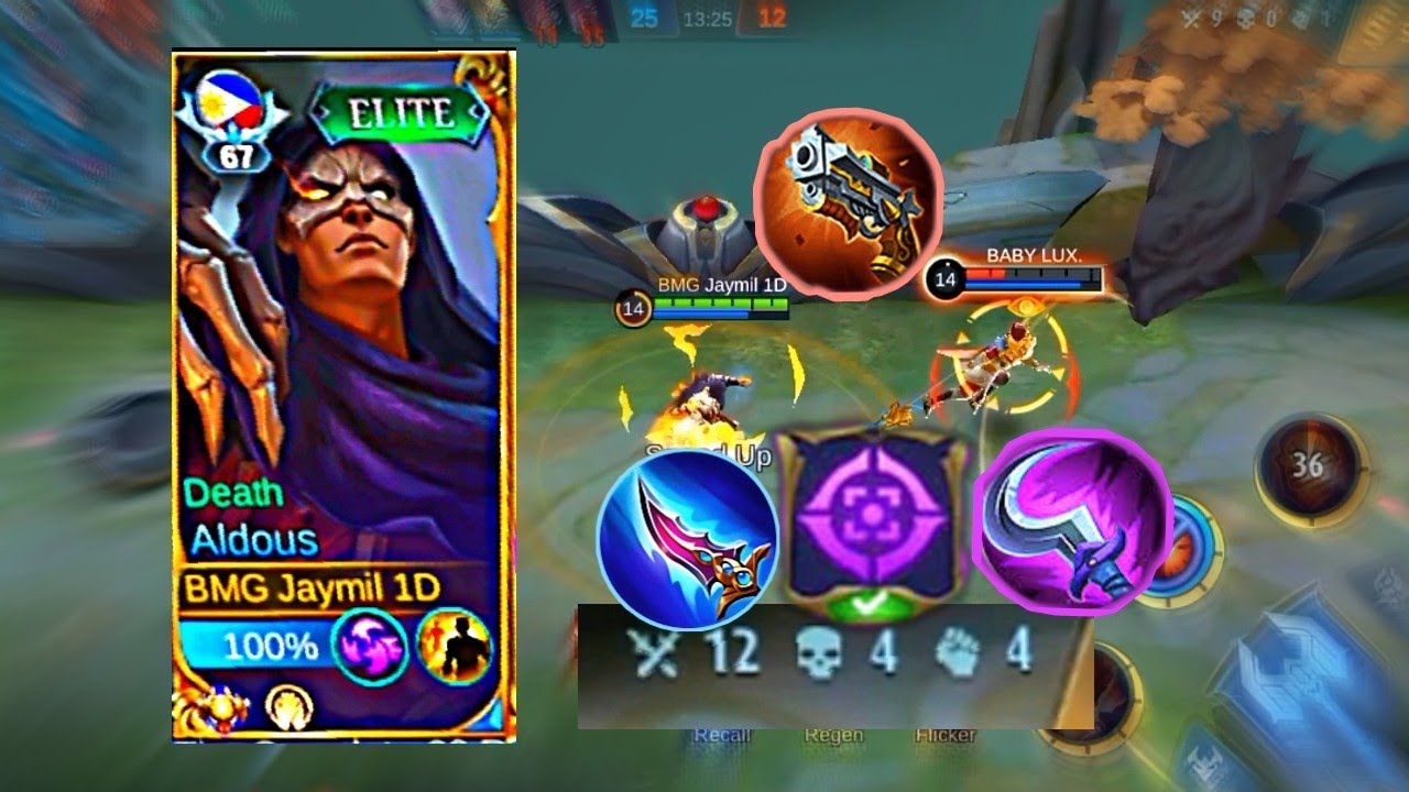 ALDOUS EZ KILL USING HIGH AND DRY EMBLEM WITH DAMAGE ITEMS IN OFFLANE ...