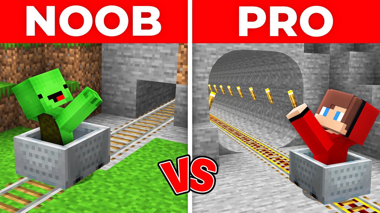 JJ And Mikey NOOB vs PRO Best TUNNEL For A TRAIN in Minecraft Maizen - YouTube