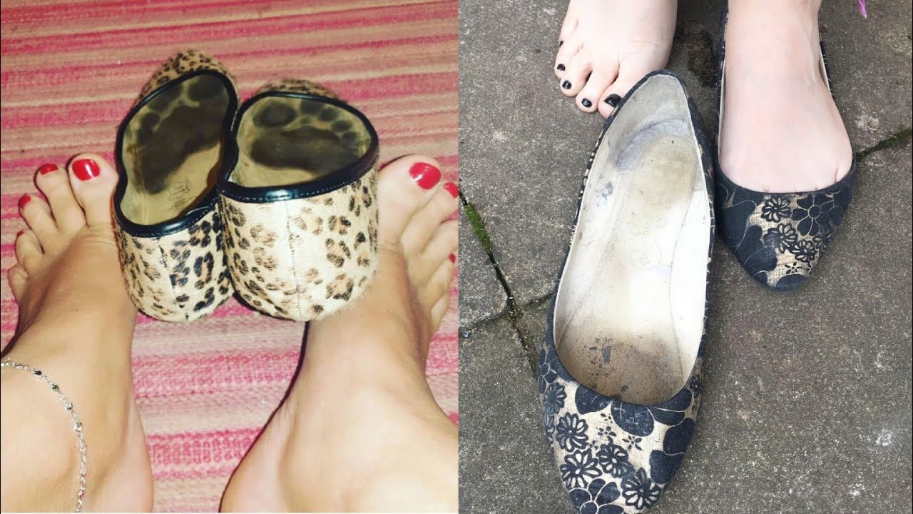 Well worn and stinky flat shoe with feet for you - YouTube