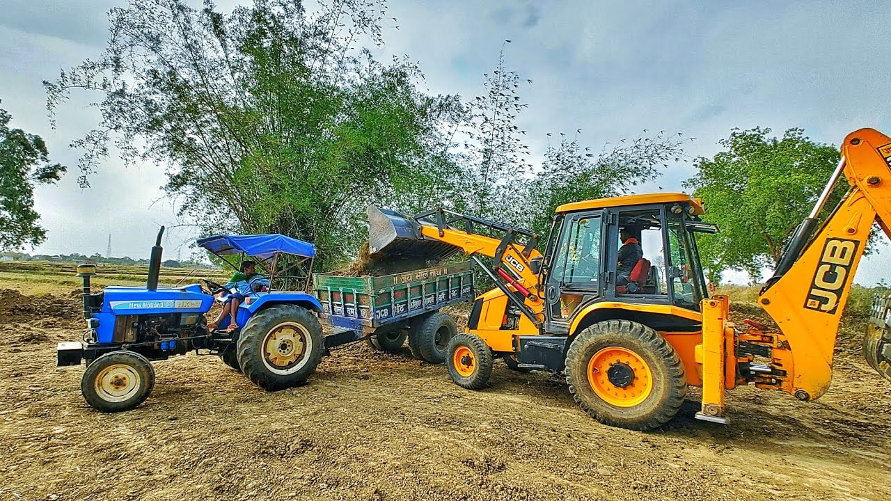 JCB 3dx Backhoe Loading Murum in Tata Truck Swaraj 744 Mahindra Arjun ...