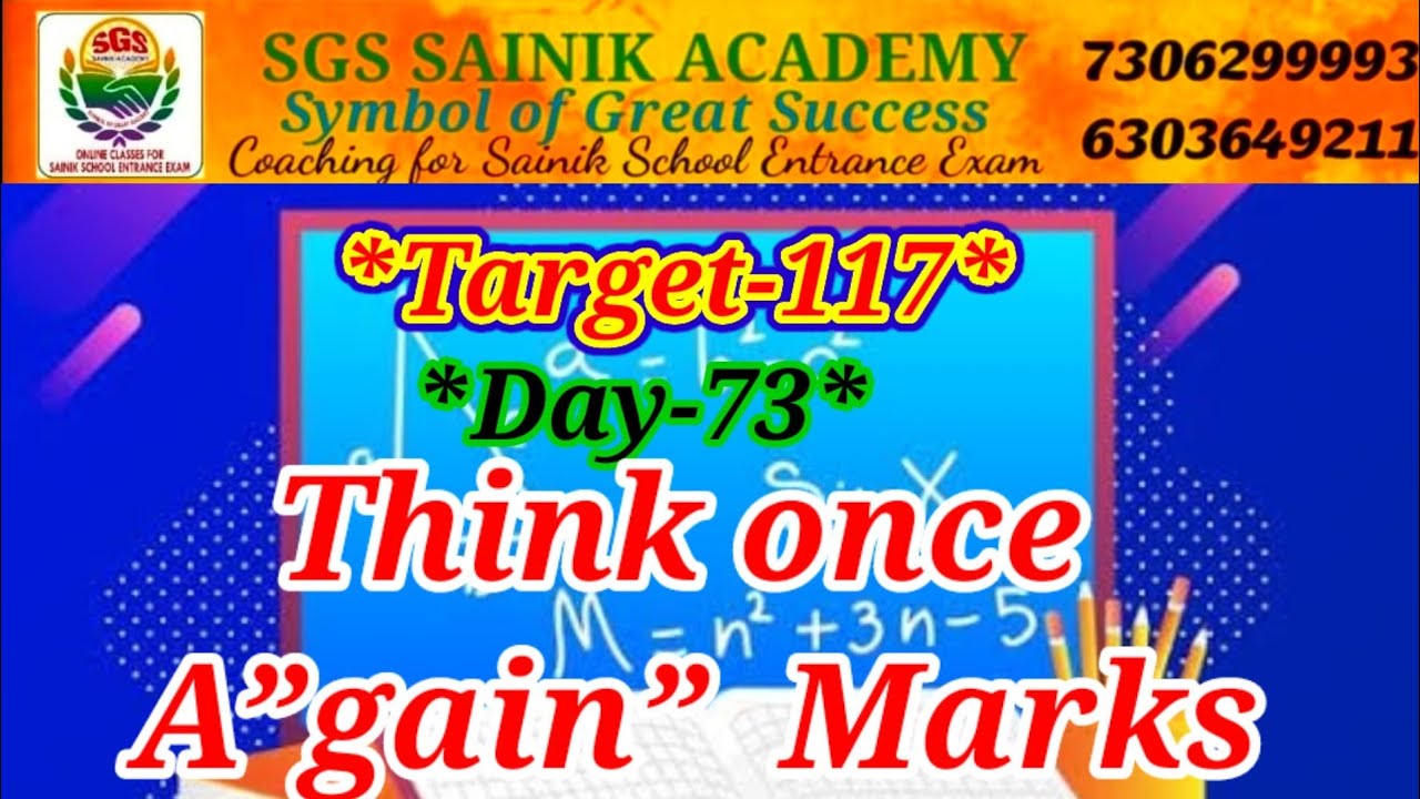 *Target-117**Day-73*Day -73 Think once A”gain” Marks..... - YouTube
