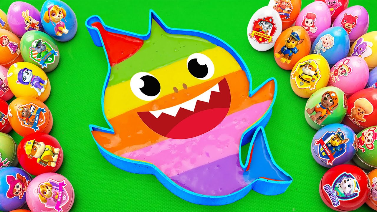 How to make 🌈 Rainbow Tiburón Bebé Bathtub by Mixing SLIME in Eggs CLAY ...