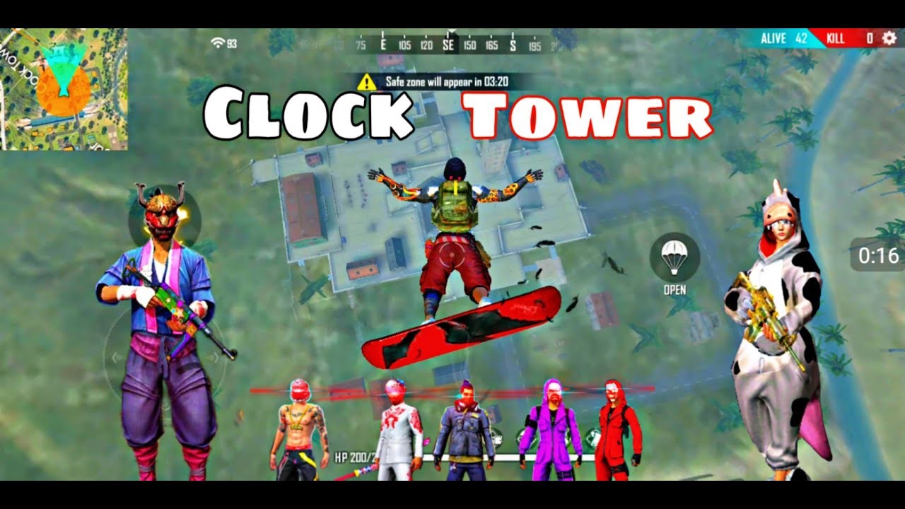 Clock Tower fight & Kill enemies. FREE FIRE - YouTube