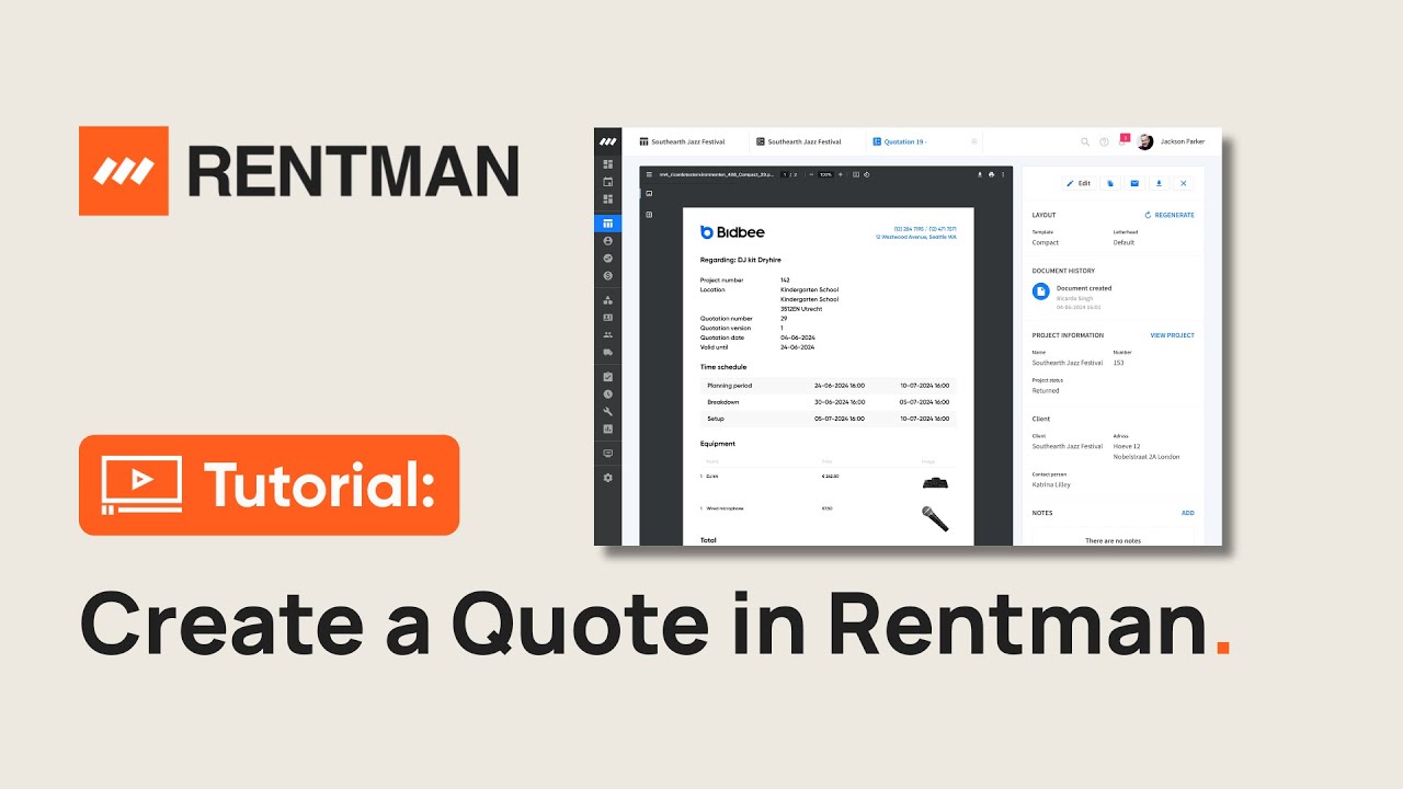 Rentman Tutorial | How to Create a Quote - YouTube