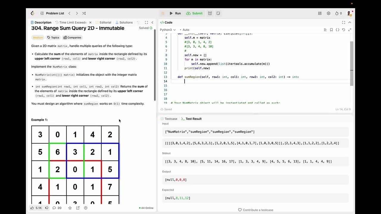 Range Sum Query 2d Immutable Youtube