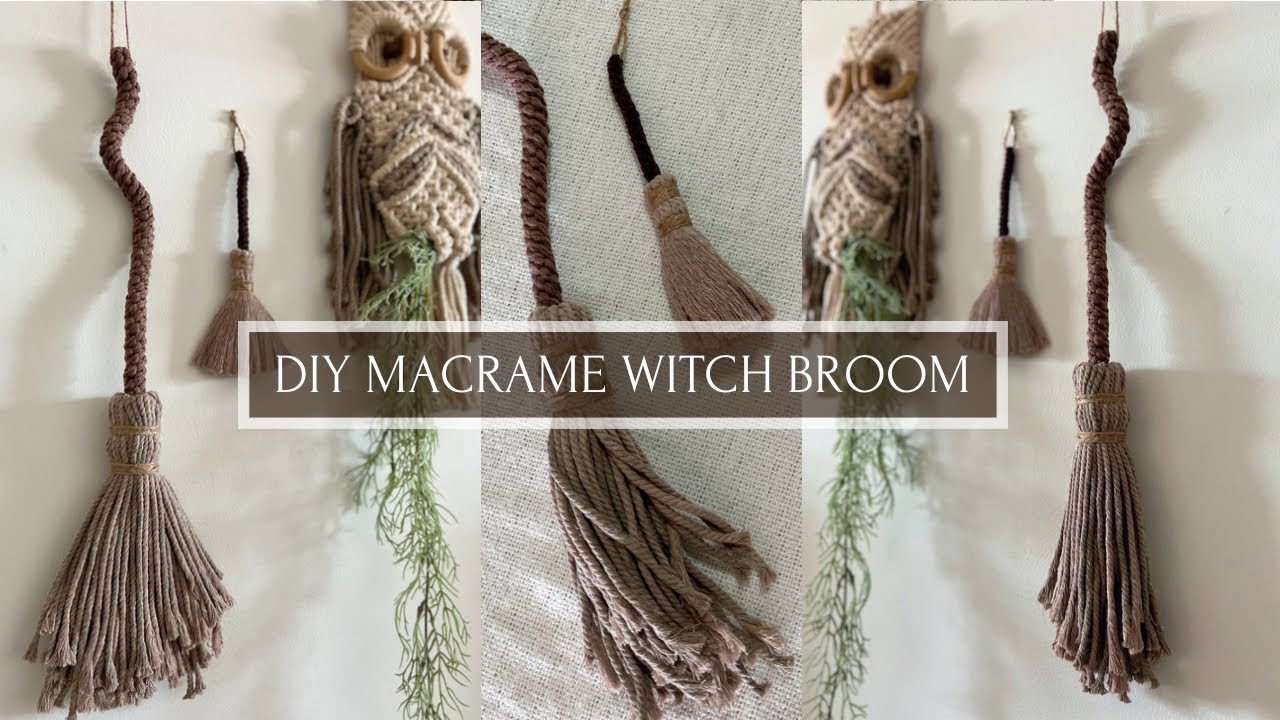 DIY Macrame Witch Broom | Macrame Halloween Tutorial - YouTube