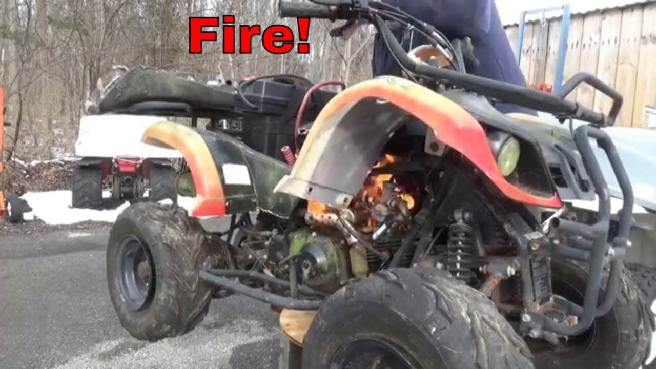 ATV Catches Fire During First Start! - YouTube