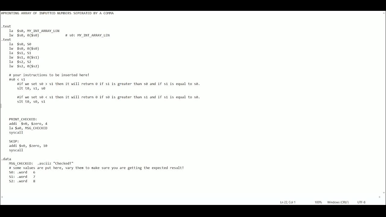 CSN Week 10 MIPS Array Manipulation and Branching - YouTube