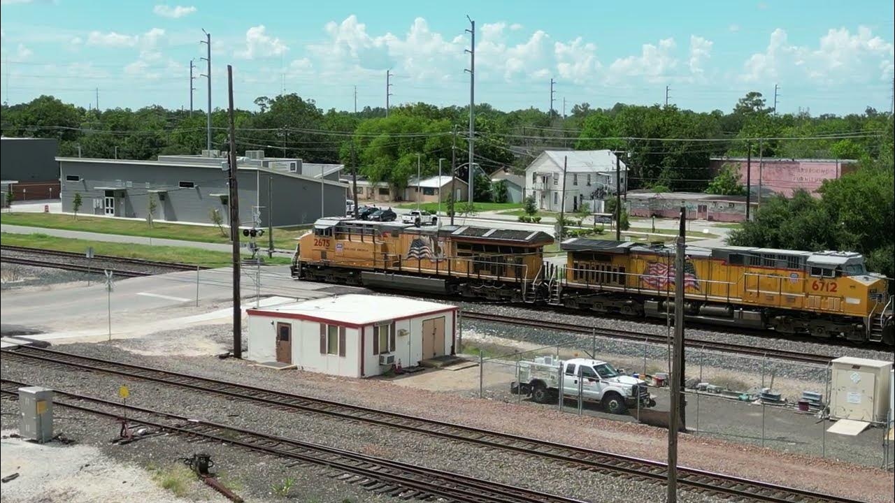 Westbound UP 2675/6712/5587, Gravel Train, "Glidden Sub" Rosenberg ,TX 8-16-2024 DJI Mini 3 ...