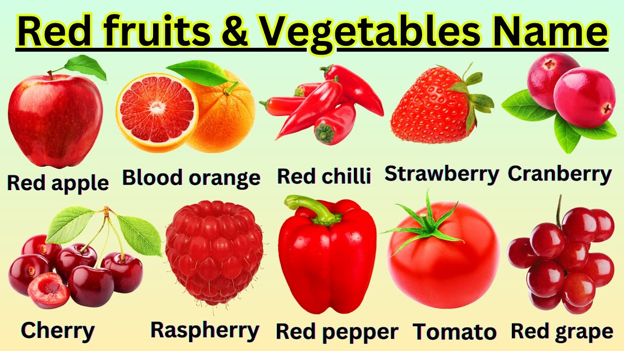 Let’s Learn Red Fruits and Vegetables Name | The Name of Red Fruits and ...