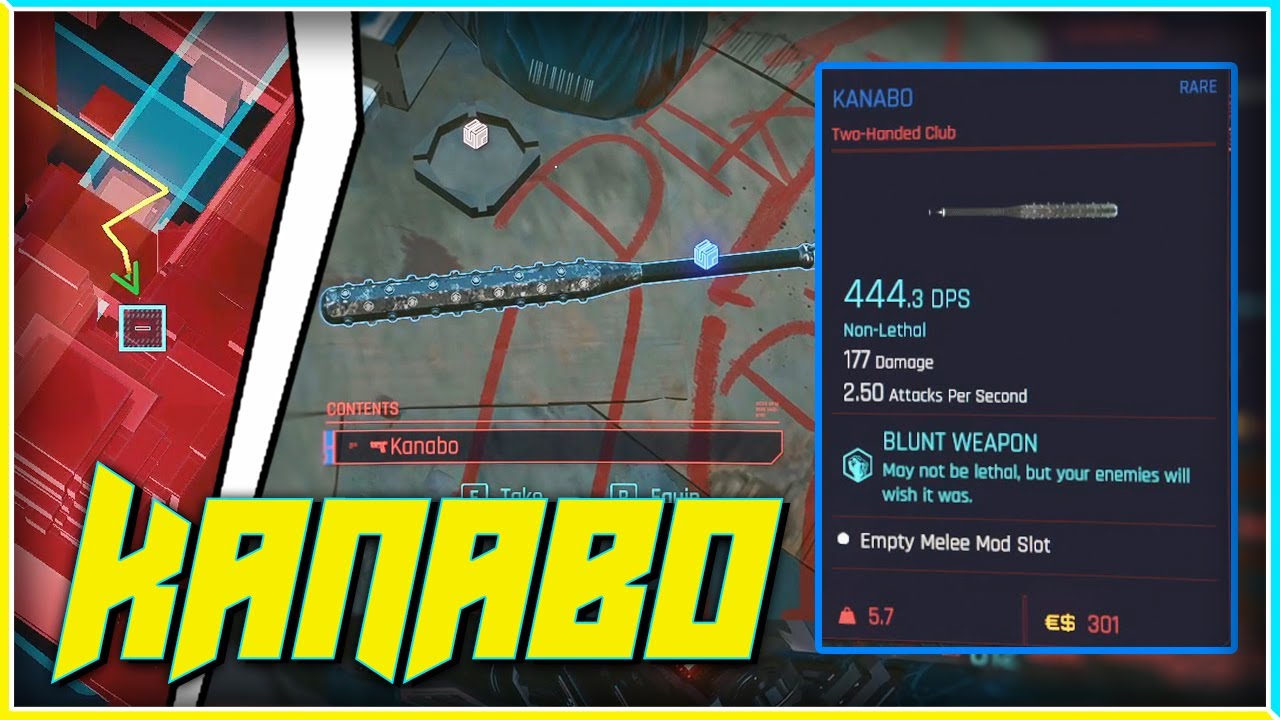Rare "KANABO" Two-Handed Club Location Guide - Cyberpunk 2077 - YouTube