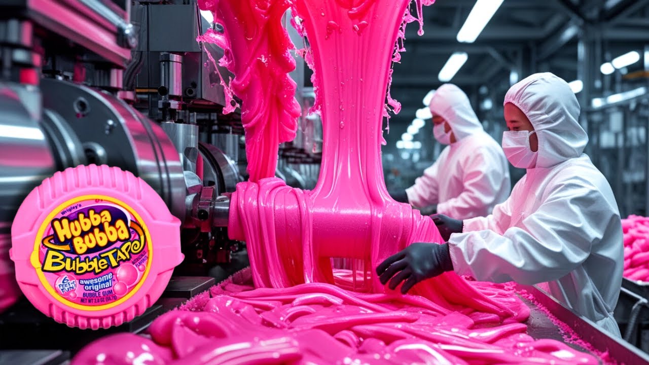 How CHEWING BUBBLEGUM is Made in Factory🍬BUBBLEGUM Factory Process ...