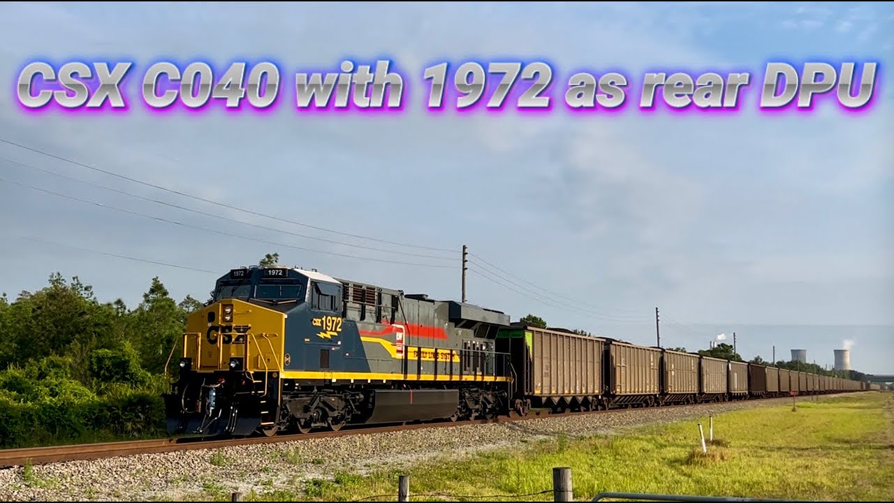 CSX C040 Coal Train Arriving at Stanton energy center With CSX 1972 As Rear DPU - YouTube