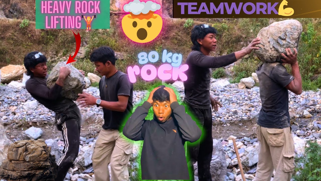 Heavy rock lifting 🏋️‍♀️// teamwork// Arjunrana vlog// - YouTube