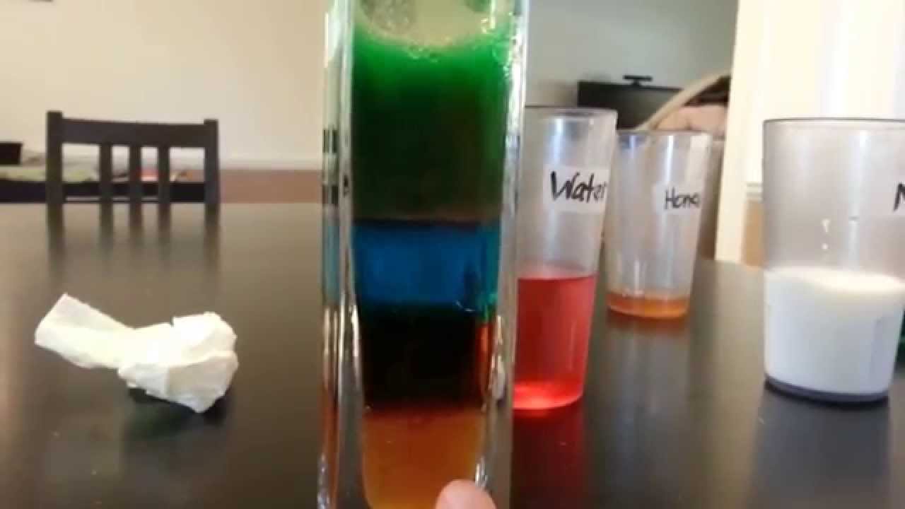 Experiments for Kids - Densities of Liquids - YouTube