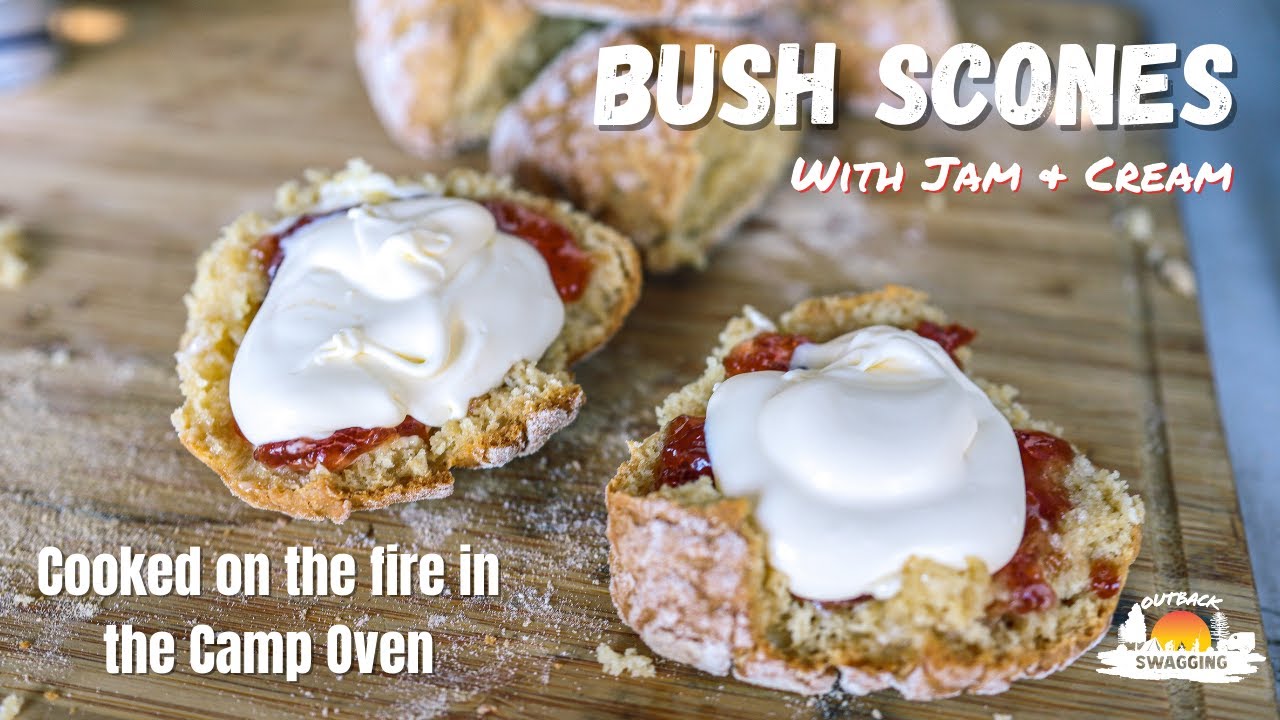 Bush Scones with Jam & Cream, Cooked on the fire in the camp oven - YouTube