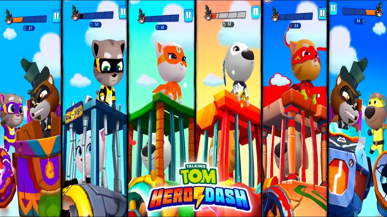 Talking Tom Hero Dash - All Heroes One By One Fight The All Big Boss ...