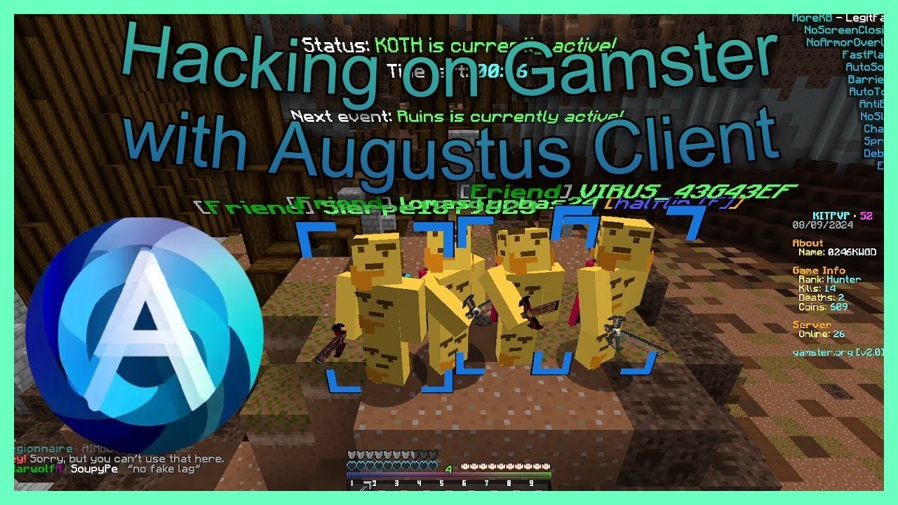 Hacking on Gamster with Augustus Client - KitPvP - YouTube