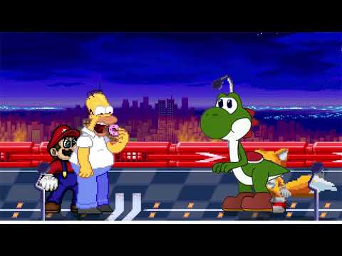 (M.U.G.E.N Request) Homer X and Super Mario ZM vs Barbftr Yoshi and Tails