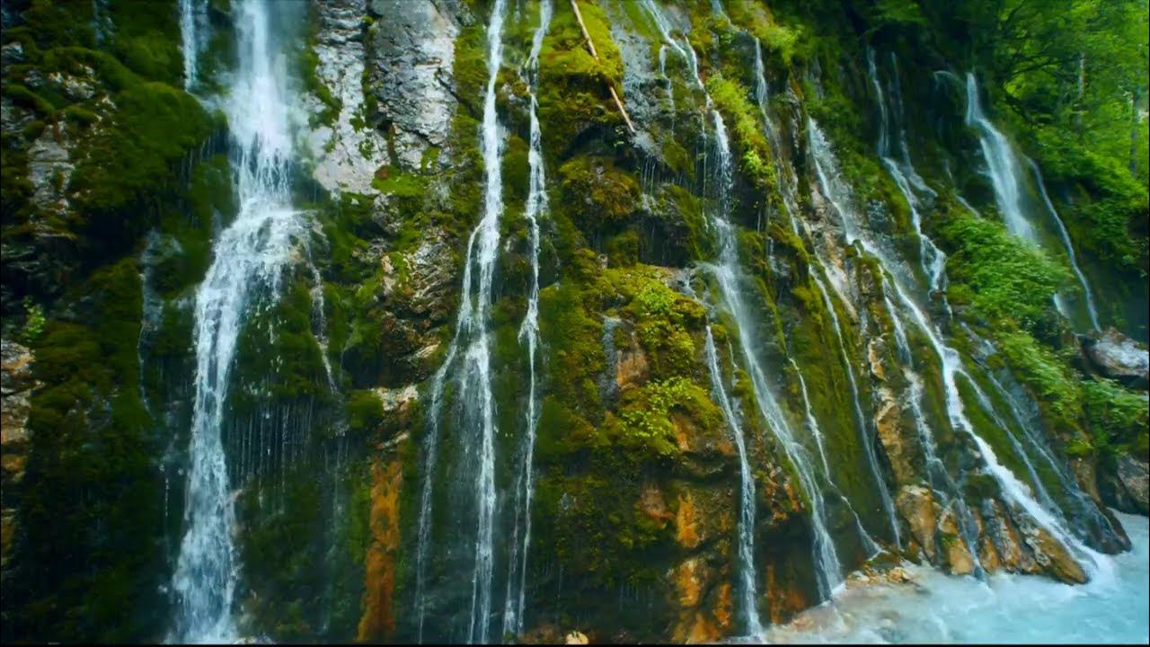 Calming Beautiful Waterfall. Relaxing Nature Sounds. (10 hours). White ...