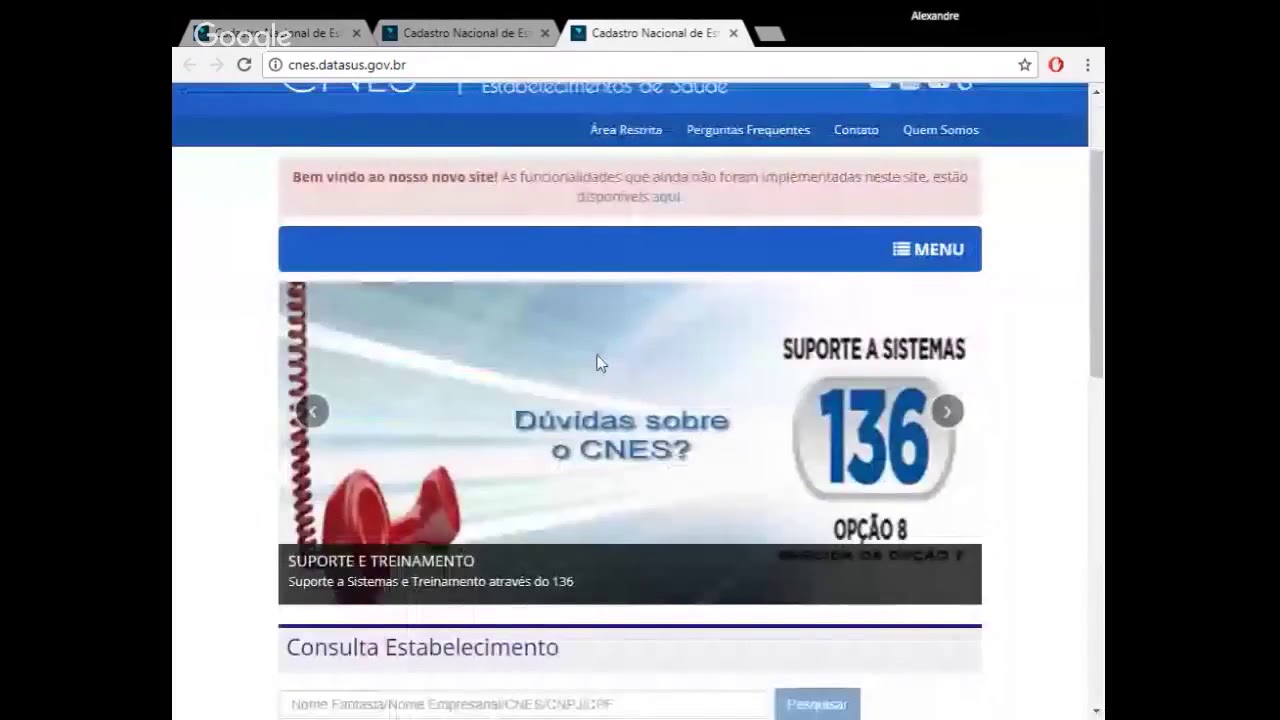Consultas no CNES (Profissionais e estabelecimentos) - Vídeo gravado ao ...